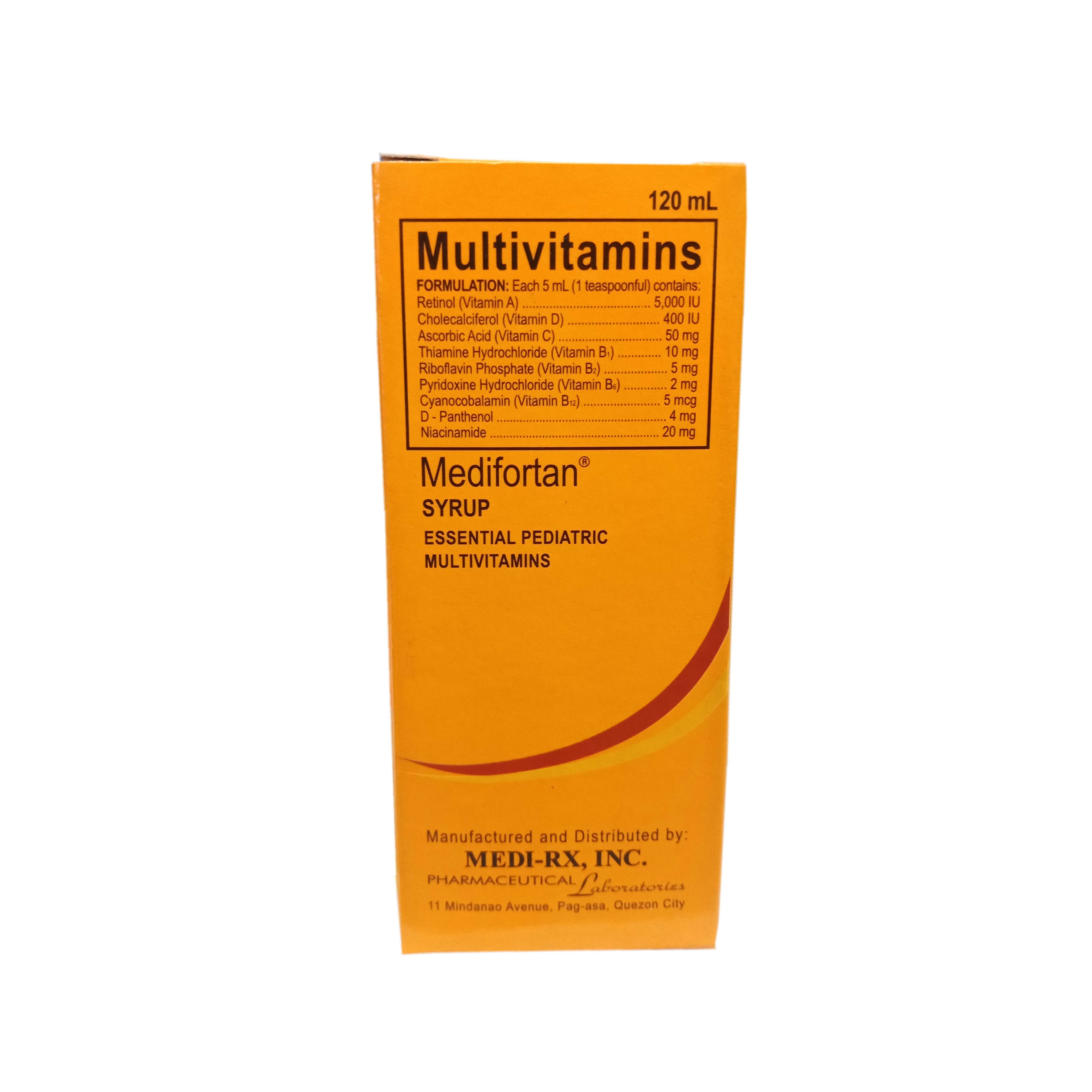 MEDIFORTAN Multivitamins Syrup 120mL price in the Philippines | MedsGo ...